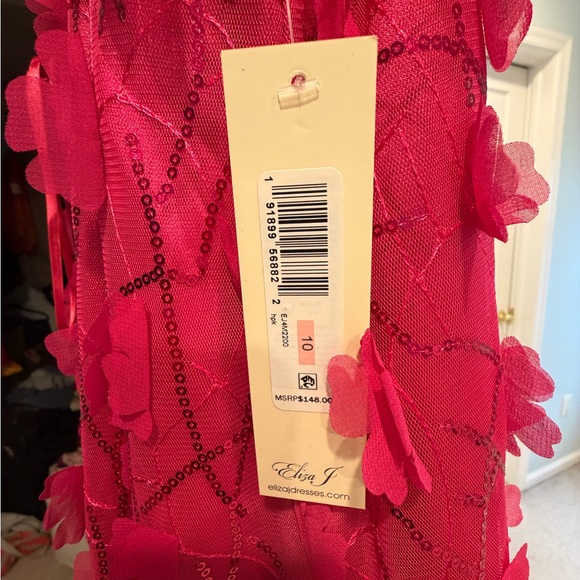 Eliza J | Dresses | Eliza J Vibrant Pink Dress With Floral Accents ...